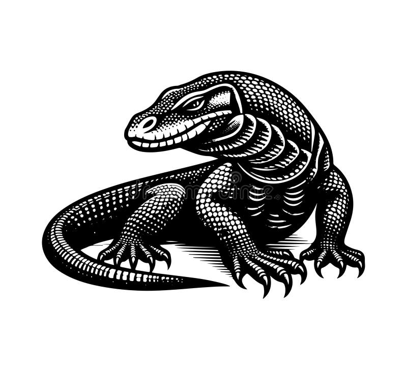 Komodo Dragon Hand Drawn Vector Illustration Stock Vector ...