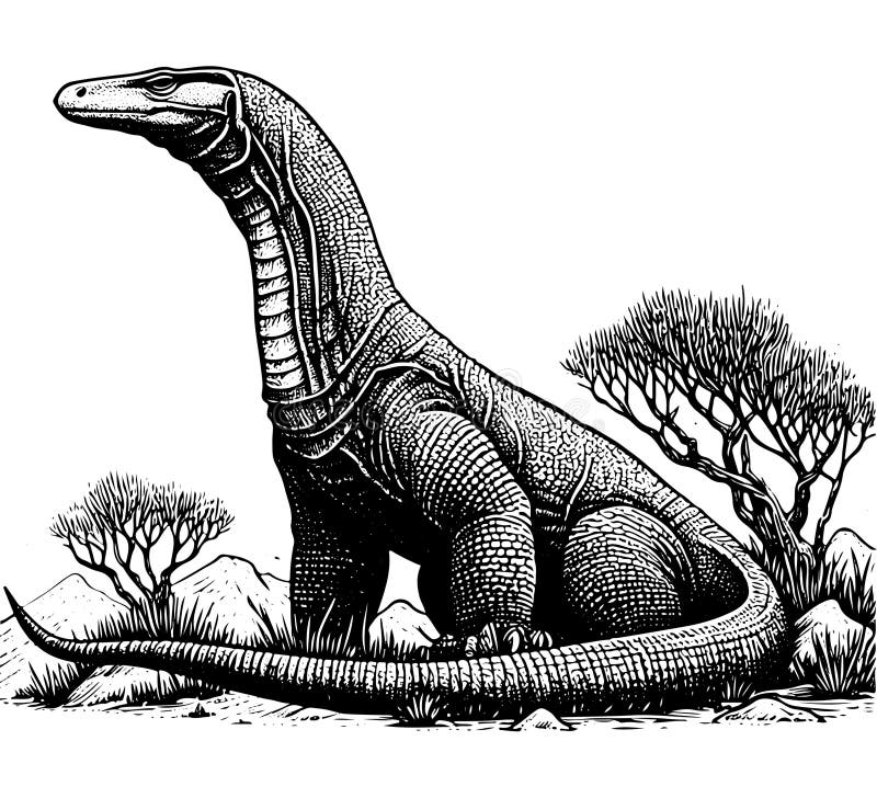 Komodo Dragon Hand Drawn Vector Illustration Stock Vector ...