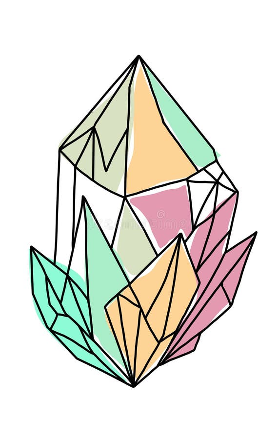 Hand Drawn Vector Illustration of a Magic Crystal, Esoteric Theme ...