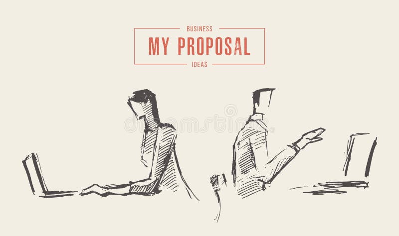 Vector Office Workers Sitting Laptops Job Sketch Stock Vector ...