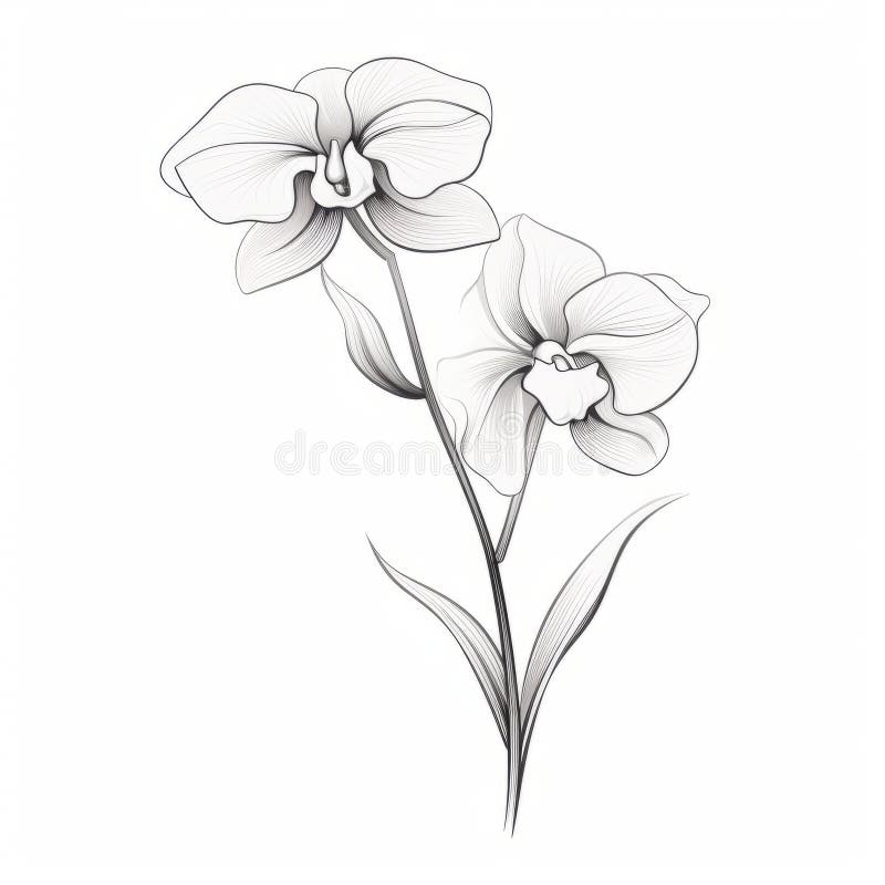 Simple Orchid Drawing