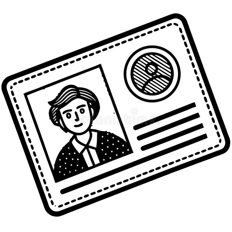 Hand-drawn Vector Illustration of a Personal Identification Card with ...