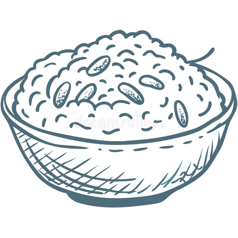 Hand Drawn Rice Bowl Vector Illustration for Food and Cooking Designs ...