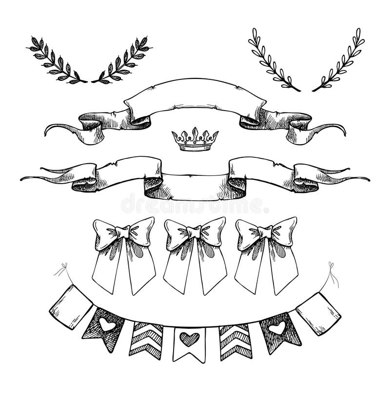 Hand Drawn Vector Illustration - Set of Ribbons Stock Vector ...