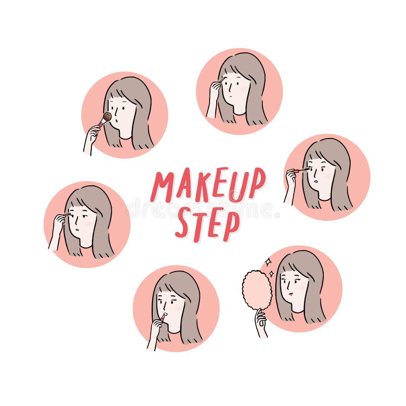 Woman makeup stages stock vector. Illustration of application - 13800773