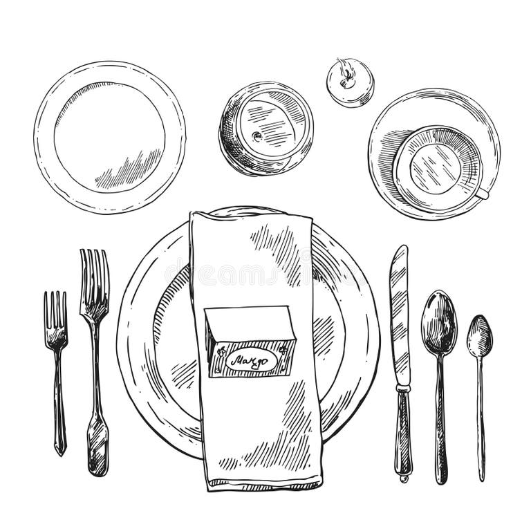Table Setting Sketch Stock Illustrations – 990 Table Setting Sketch ...
