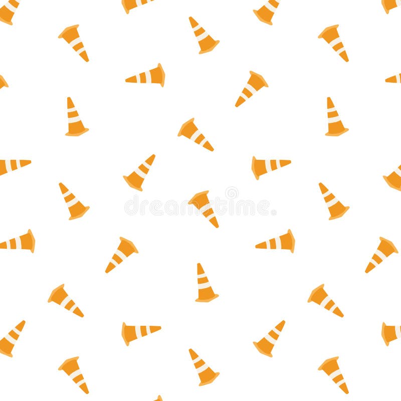 Hand Drawn Vector Illustration of Traffic Cone Pattern on White ...