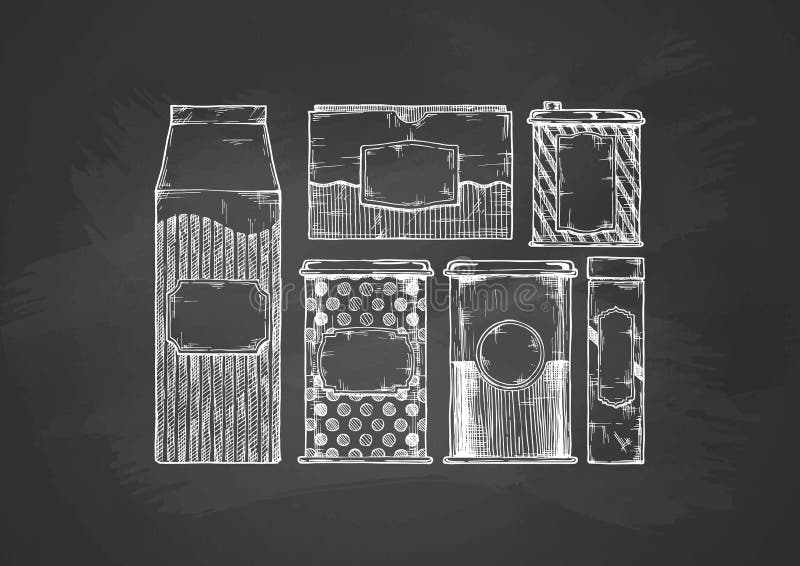 Retro Packaging on Blackboard Stock Vector - Illustration of aluminum ...