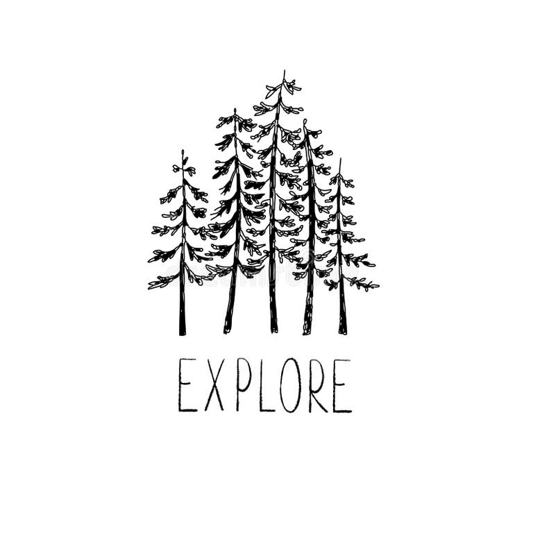 Hand Drawn Vector Illustration with Wild Forest. Stock Vector ...