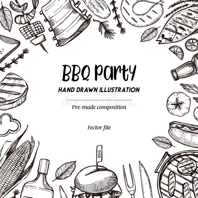 Hand Drawn Vector Illustrations. BBQ Collection Stock Vector ...