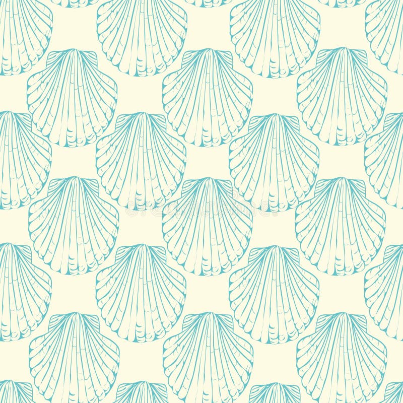 Hand Drawn Vector Illustrations - Seamless Pattern of Seashells. Stock ...