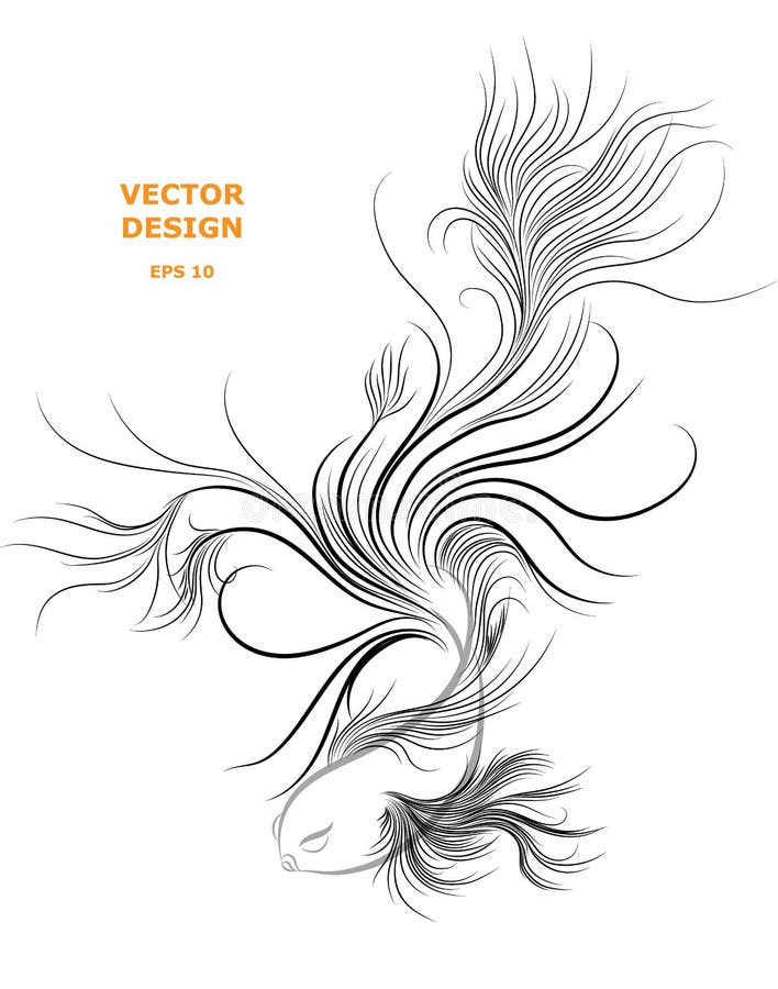 Hand Drawn Vector Image. a Stylized Fish with an Incredibly Evolving ...