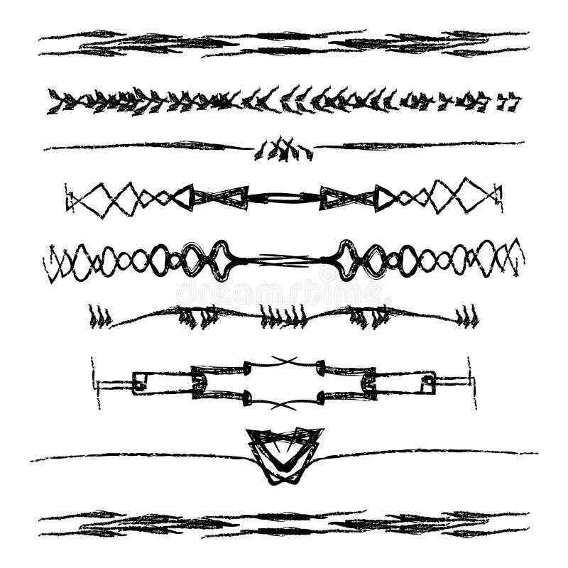 Hand Drawn Vector Line Border Set Stock Vector - Illustration of frame ...