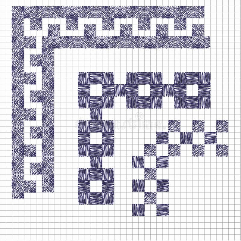 Hand Drawn Vector Line Border Set and Design Element. Sketch. Stock ...