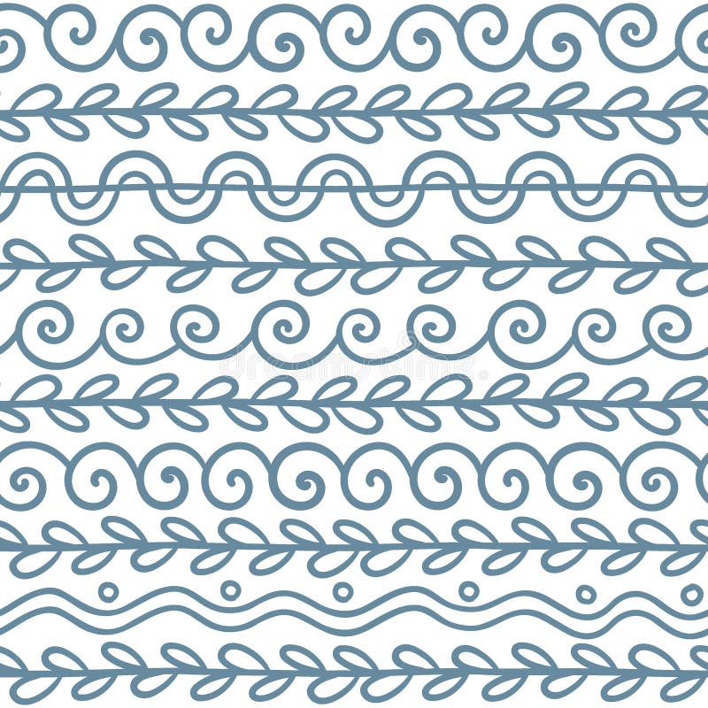 Hand Drawn Vector Line Border Set and Scribble Design Element. Stock ...