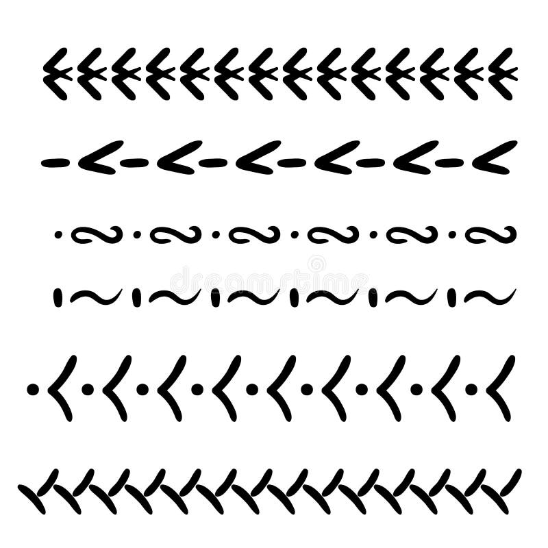 Hand Drawn Vector Line Border Set and Scribble Design Element. Stock ...