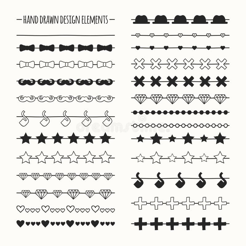 Hand Drawn Vector Line Border Set and Scribble Stock Vector ...