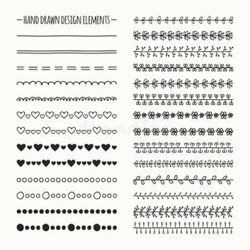 Hand Drawn Vector Line Border Set and Scribble Stock Vector ...