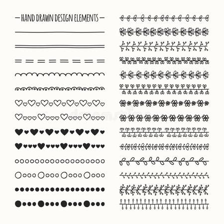 Hand Drawn Vector Line Border Set and Scribble Stock Vector ...