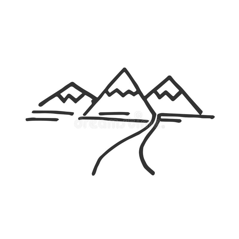Hand Drawn Vector Mountain Icons Isolated on White Background. Symbols ...
