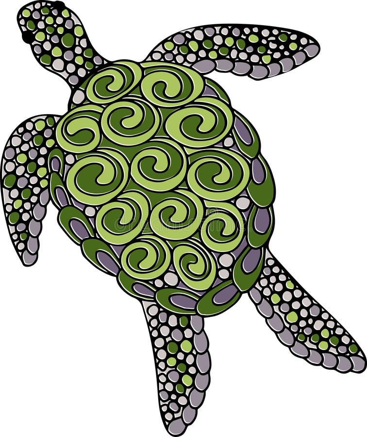 Hand Drawn Vector Ornate Turtle Illustration Stock Vector ...