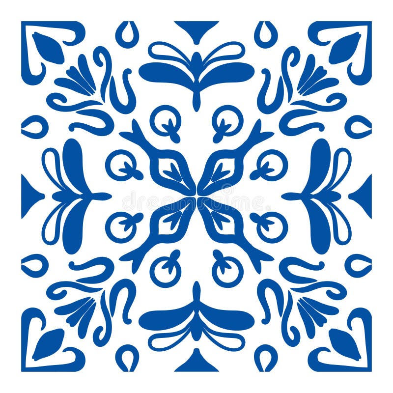 Hand Drawn Vector Pattern Featuring Intricate Blue Floral Designs and ...