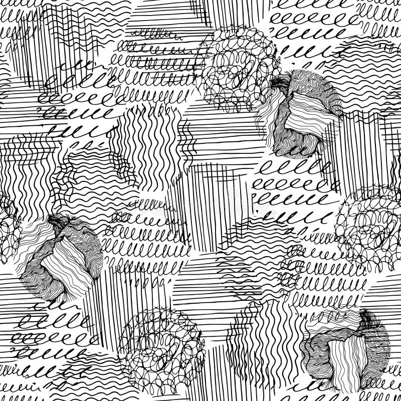 Hand Drawn Vector Pen Scribble Seamless Pattern. Vector Scrawl Ornament ...