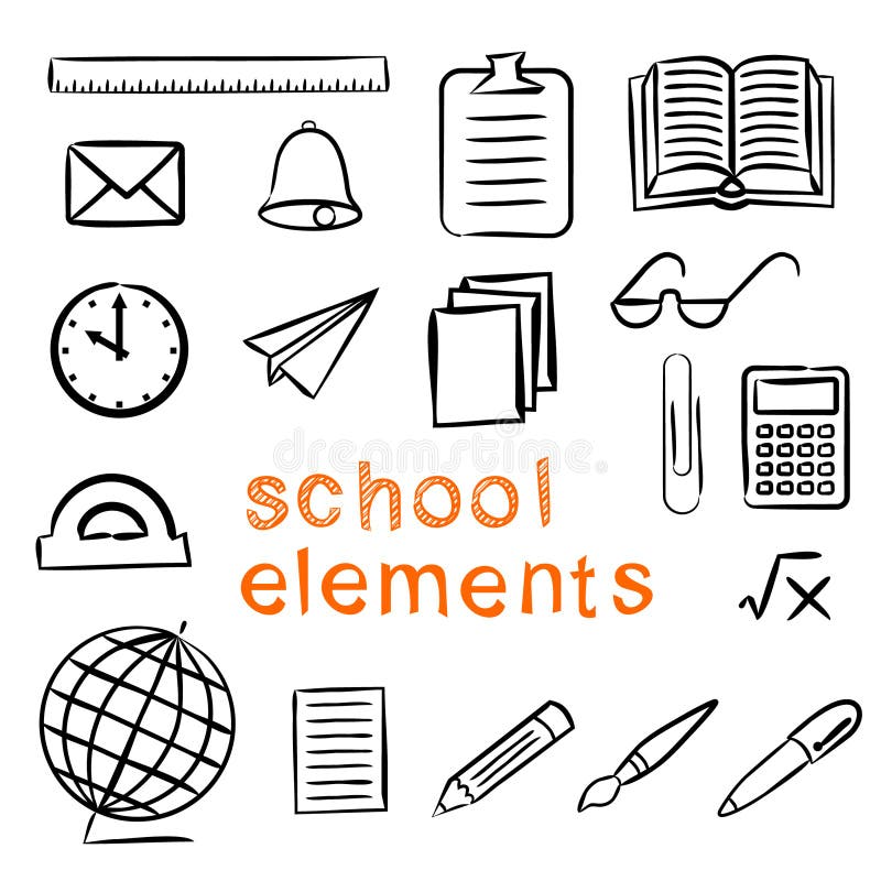 Hand Drawn Vector School Elements Stock Vector - Illustration of paper ...