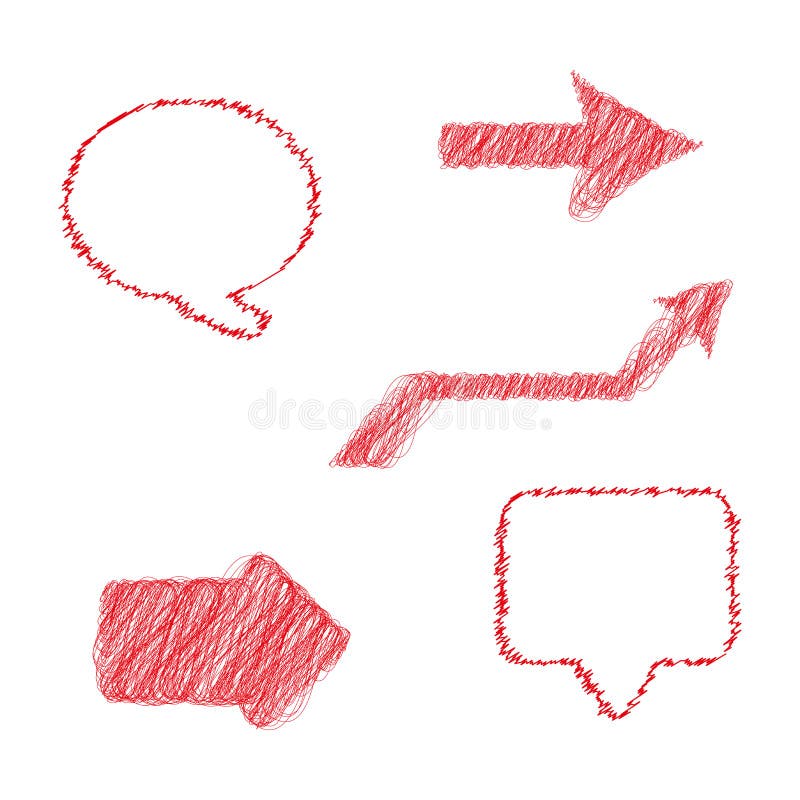 Hand Drawn Vector Scribbles. Chat Bubble, Arrows and Message Box Stock ...