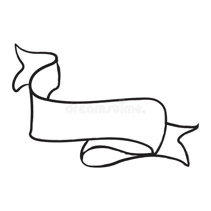 Hand Drawn Vector Scroll Banner. Sketch Retro Tape Frame for Text ...