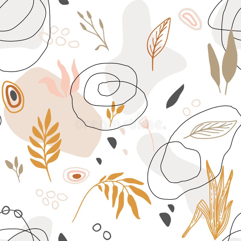 Hand Drawn Vector Seamless Floral Organic Pattern. Organic Shapes ...
