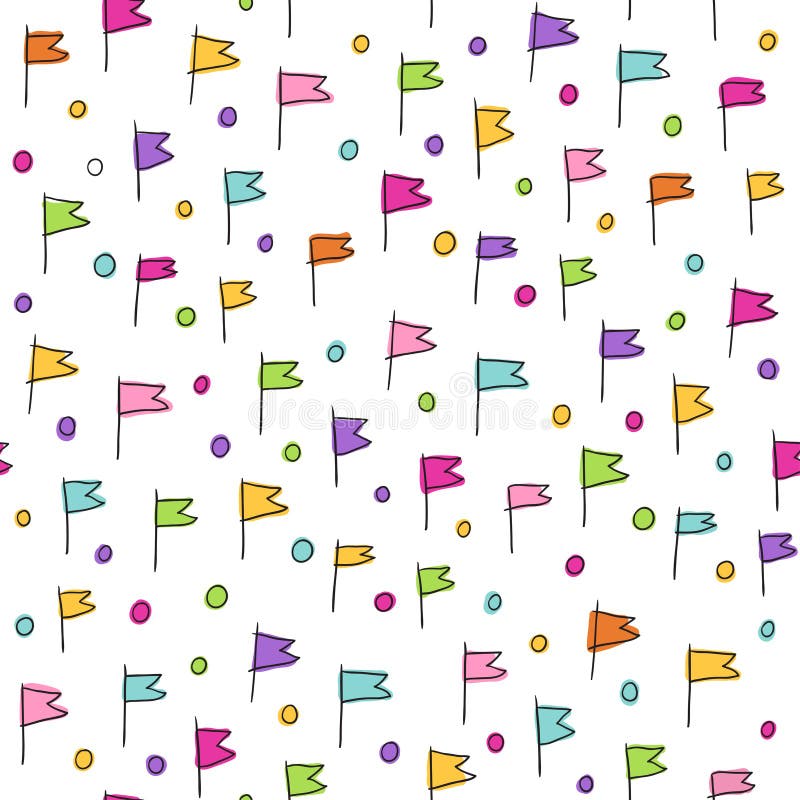 Hand Drawn Vector Seamless Pattern with Flags. Stock Vector ...