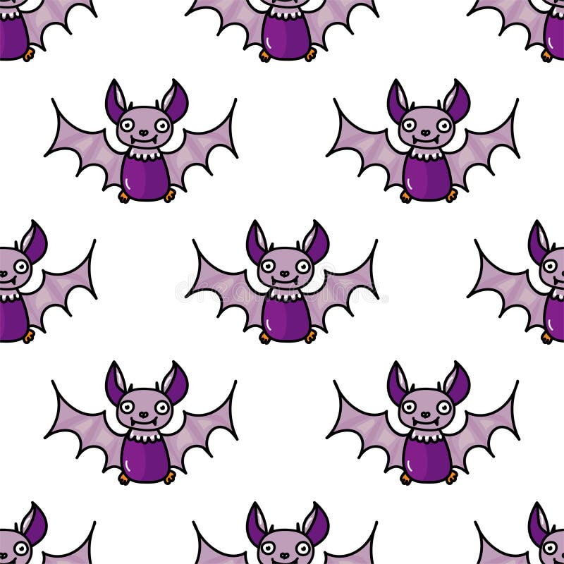 Hand Drawn Vector Seamless Pattern with Halloween Bat Stock Vector ...