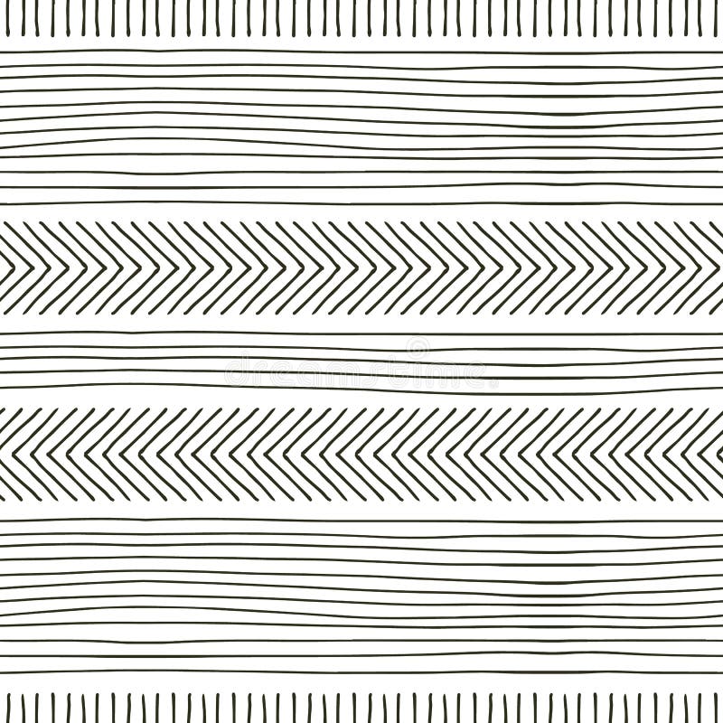 Hand Drawn Vector Seamless Pattern of Lines and Stripes Black and White ...