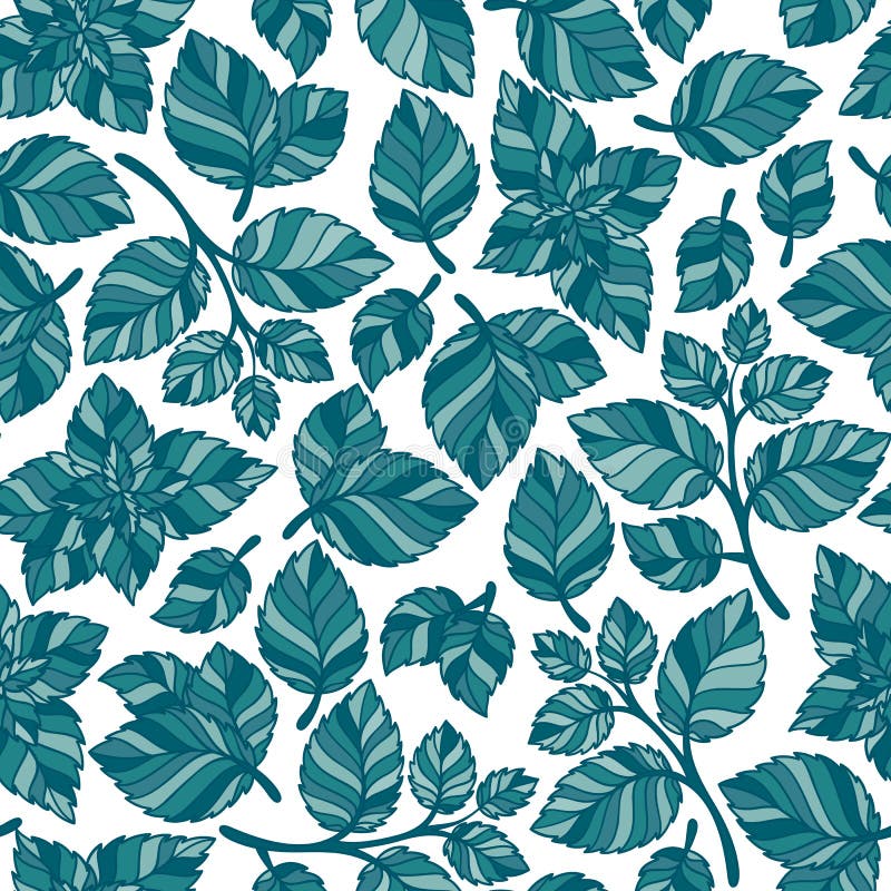 Hand Drawn Vector Seamless Pattern with Mint Leaves Stock Vector ...