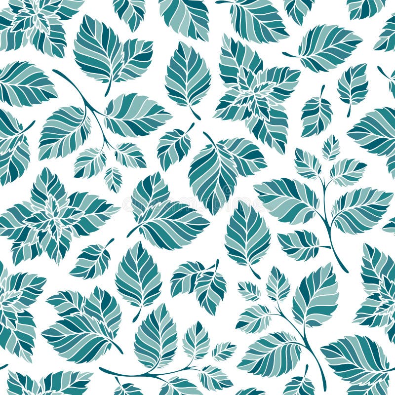 Hand Drawn Vector Seamless Pattern with Mint Leaves Stock Vector ...
