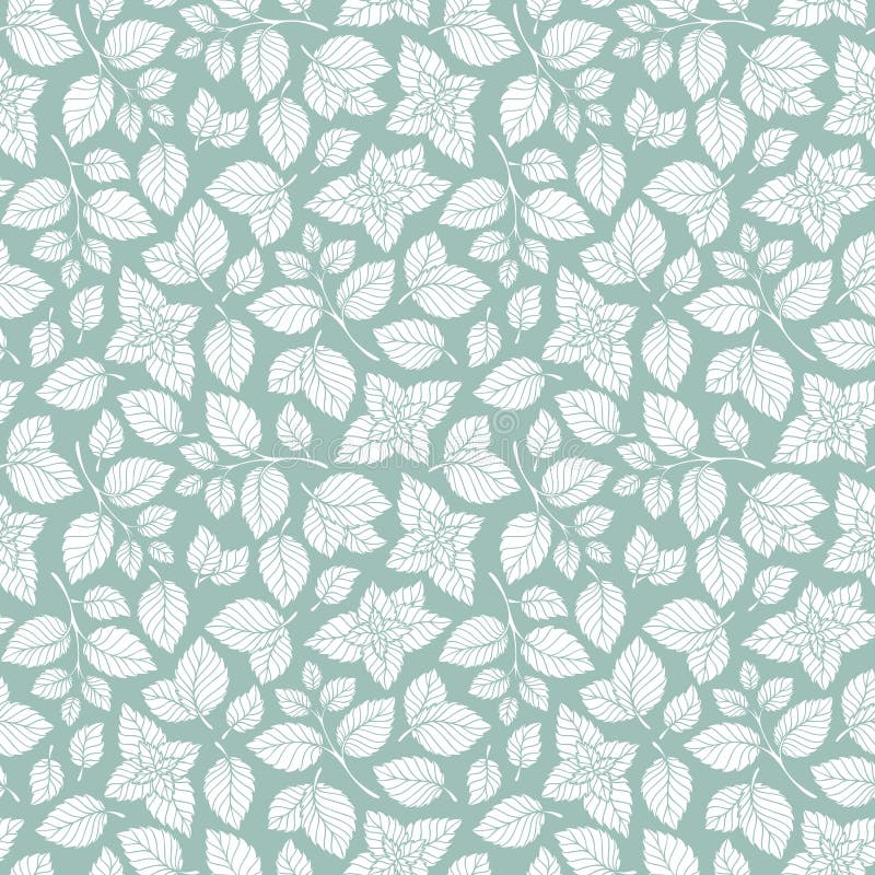 Hand Drawn Vector Seamless Pattern with Mint Leaves Stock Vector ...