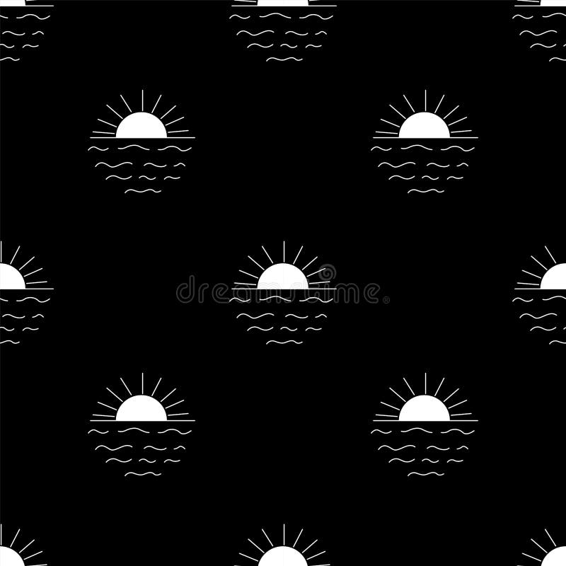 Hand-drawn Vector Seamless Pattern with Sun and Waves Stock Vector ...