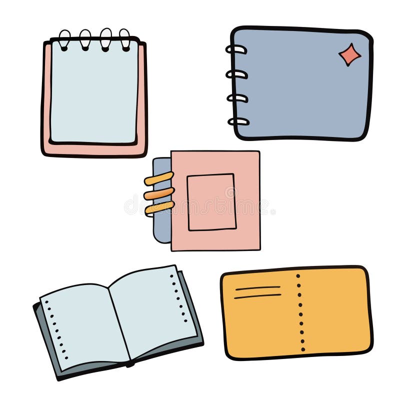 Cute Hand Drawn Planner, Notepad, and Sticky Note Illustrations in ...