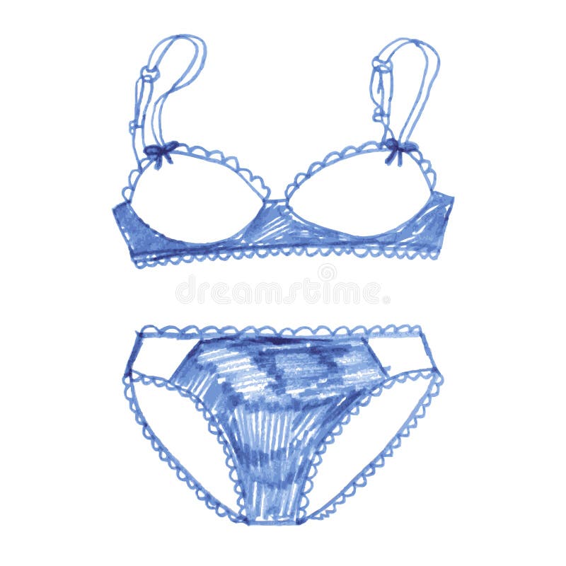 Hand Drawn Vector Lingerie Set Stock Vector Illustration Of Fabric