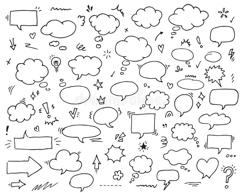 Hand Drawn Sketch Elements Speech Bubble. Underline Emphasis Arrow ...