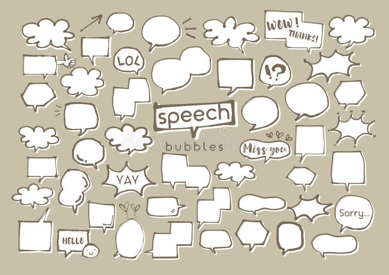 Hand Drawn Vector Speech Bubbles Set Stock Vector - Illustration of ... Hand Drawn Vector Speech Bubbles Set Stock Vector - Illustration of ...