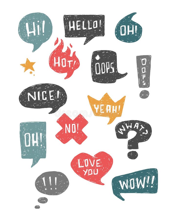 Hand Drawn Vector Speech Bubbles and Symbols Stock Vector ...