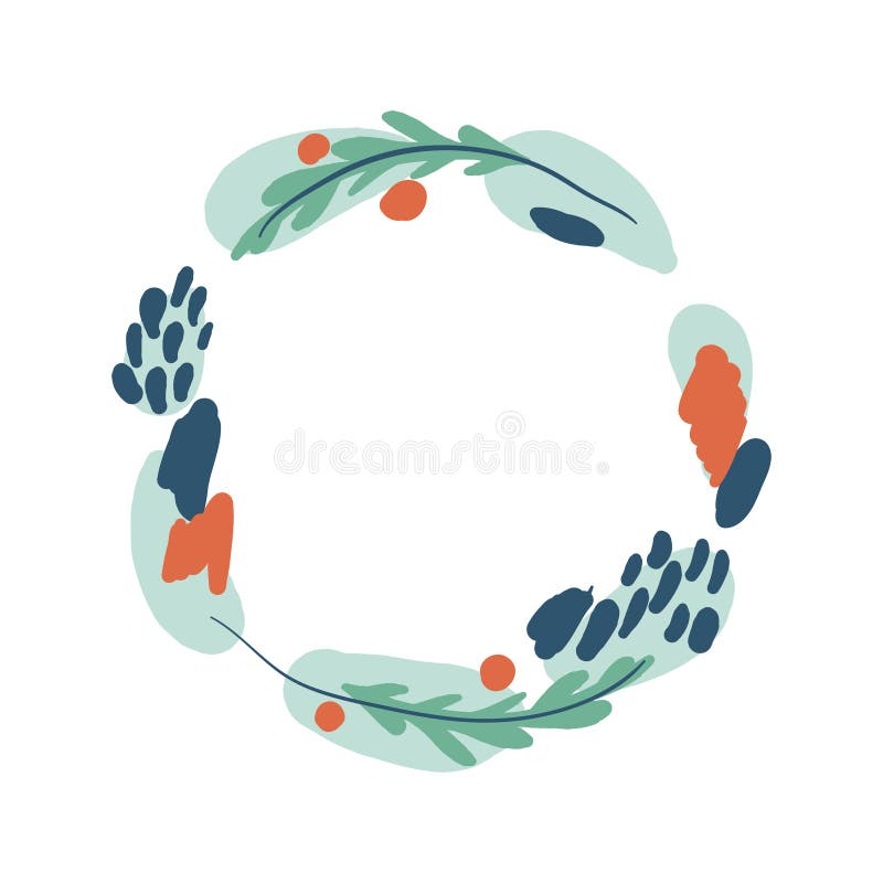 Hand Drawn Vector Stylized Wreath. Vector Design Round Invitation Frame ...