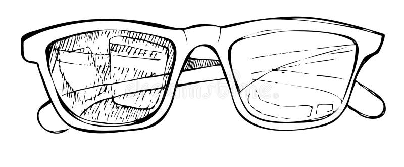 Hand Drawn Vector Sunglasses. Line Art Stock Vector - Illustration of ...