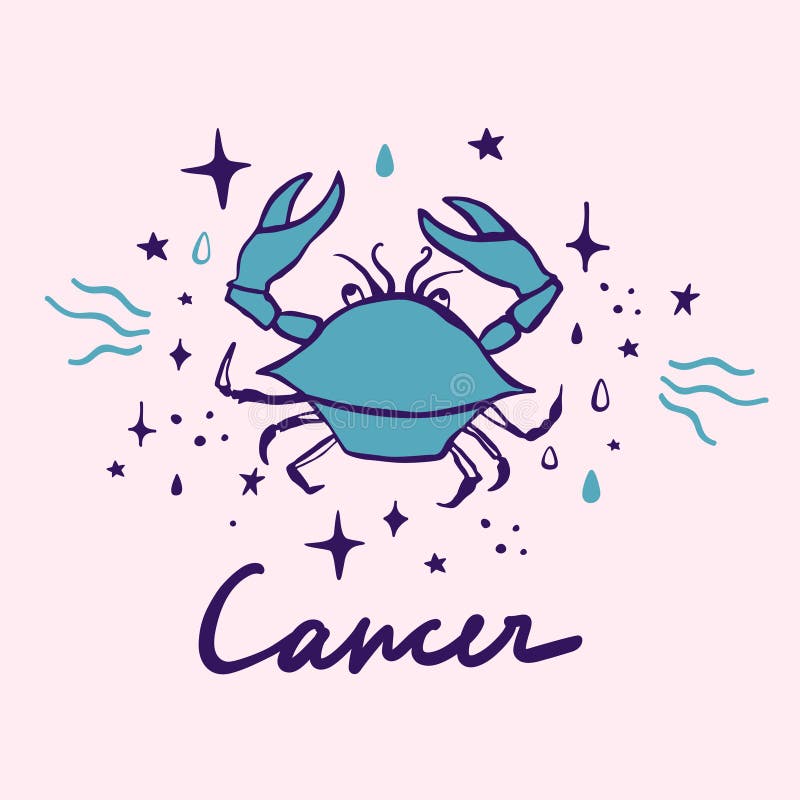 Hand Drawn Vector Zodiac Sign Cancer Stock Vector Illustration Of