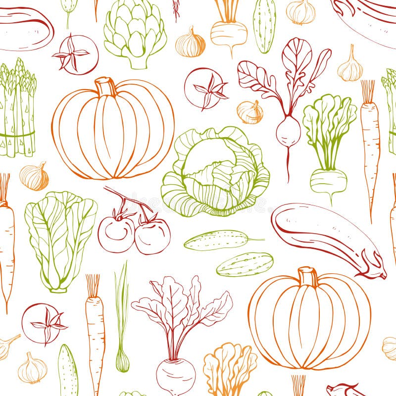 Line Drawing Of Assorted Vegetables Stock Vector - Illustration of ...