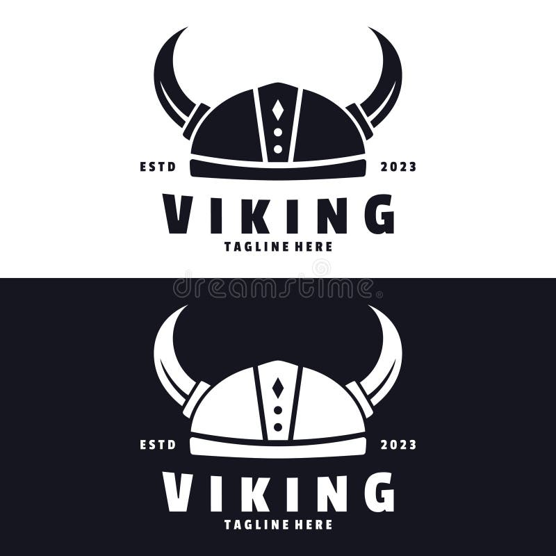 Hand Drawn Viking Head Helmet Logo Template Stock Vector - Illustration ...