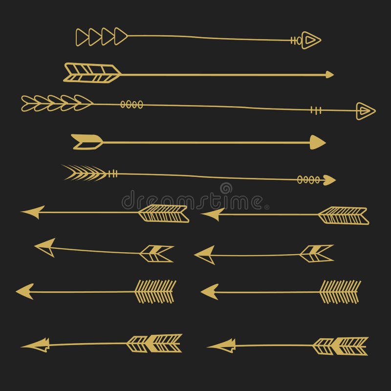 Hand drawn vintage arrows stock vector. Illustration of logo - 76936580