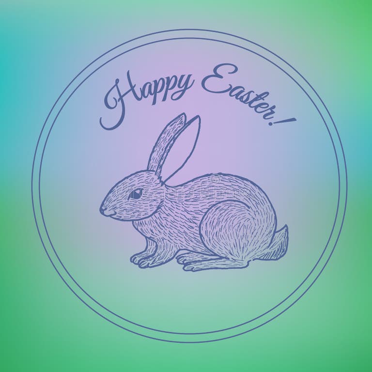 Hand Drawn Vintage Bunny Postcard Stock Vector - Illustration of ...